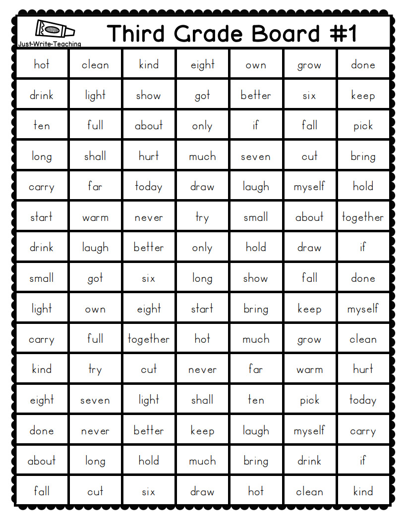 Connect 5 Third Grade Sight Words Game | Made By Teachers