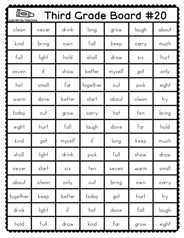 Connect 5 Third Grade Sight Words Game | Made By Teachers