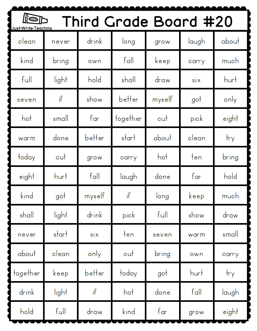 Connect 5 Third Grade Sight Words Game | Made By Teachers