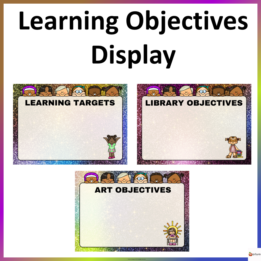 Learning Objectives Bulletin Board Display Posters Glitter Theme ...