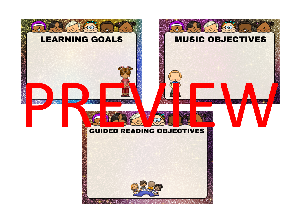Learning Objectives Bulletin Board Display Posters Glitter Theme ...