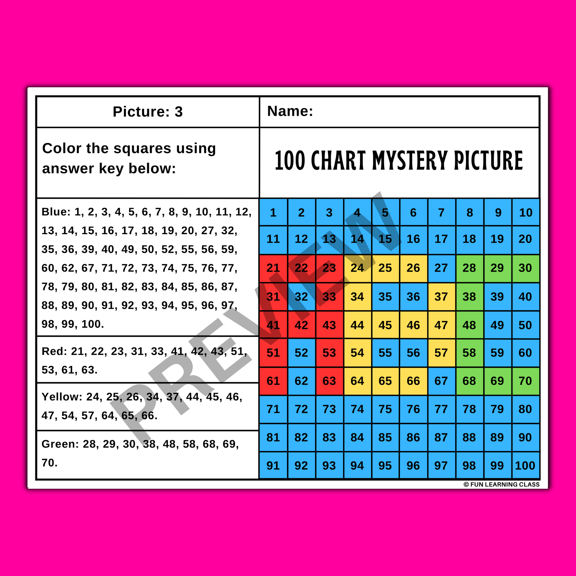 Back to School 100 Hundred Chart Mystery Pictures Coloring Pages ...