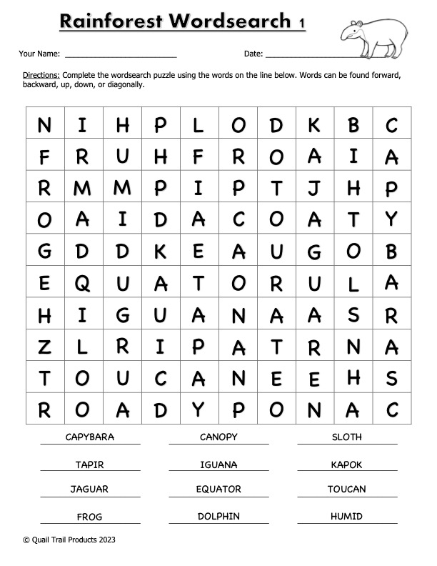 Animal Adaptations in the Rainforest Habitat Activities and Worksheets ...