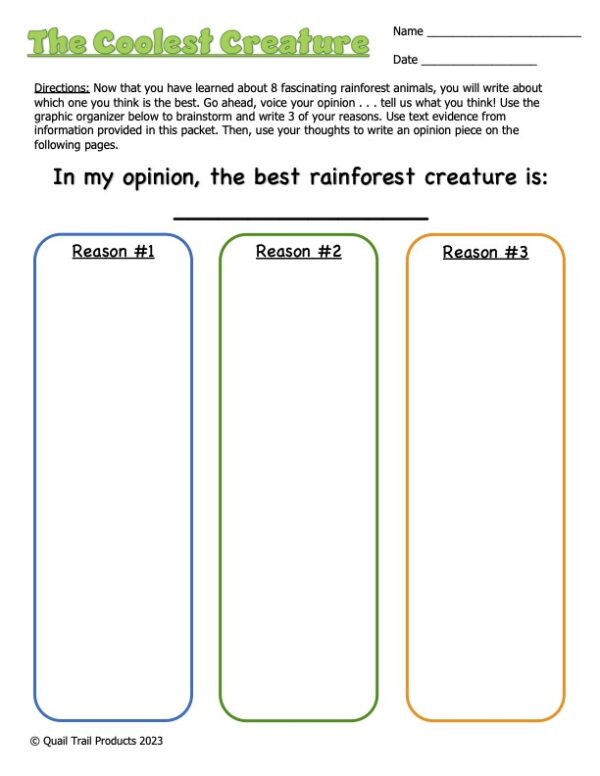 Animal Adaptations in the Rainforest Habitat Activities and Worksheets ...