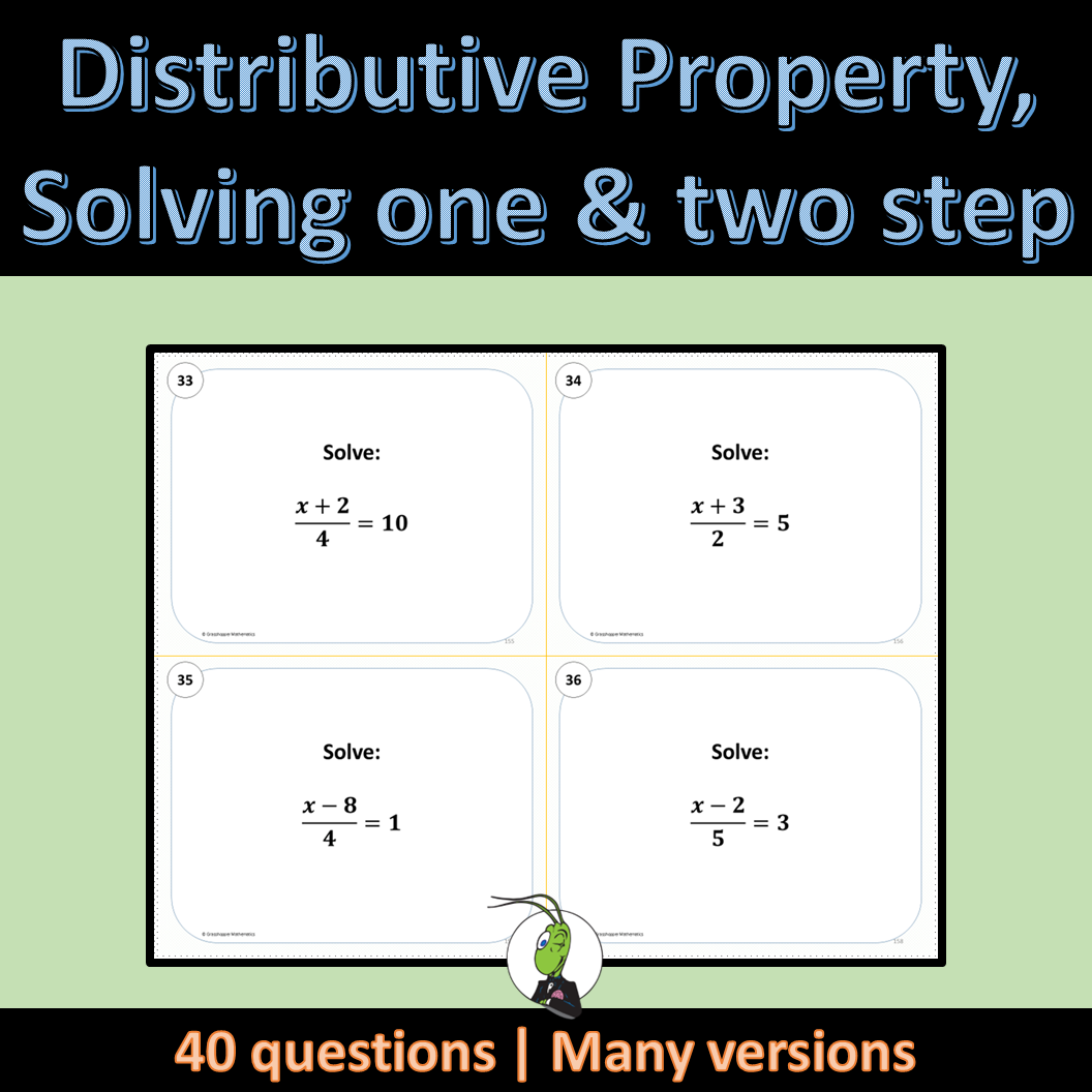 Simplify Expressions and Solve Equations #3 Algebra Task Cards Google ...