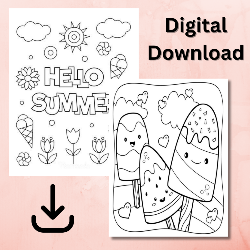 12 Summer Coloring Pages for kids, Summer Printables, Beach Coloring ...