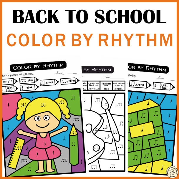 Music Color by Rhythm Back to School Themed Worksheets | Made By Teachers