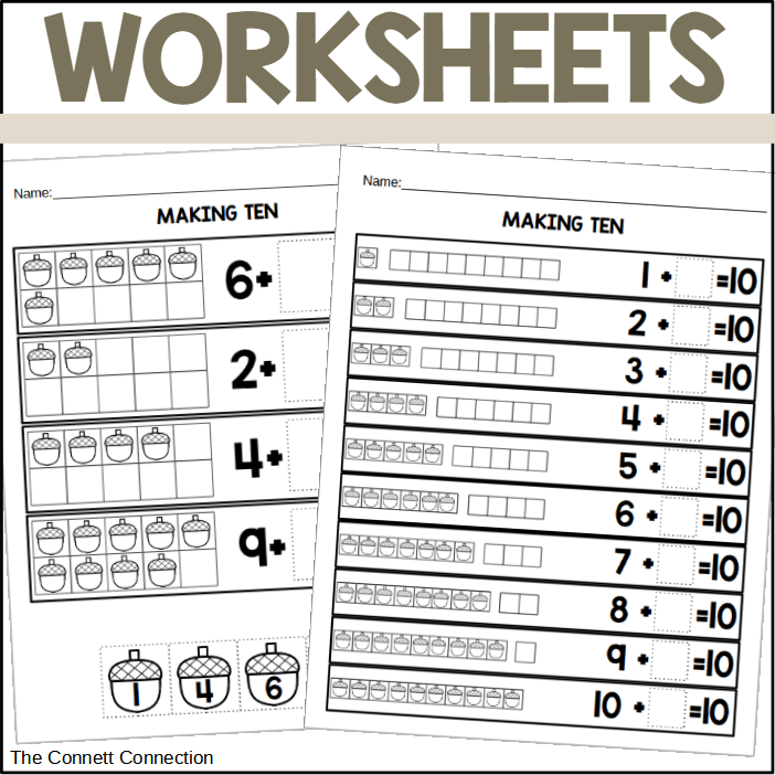 Acorn Making 10 Centers and Worksheets | Made By Teachers