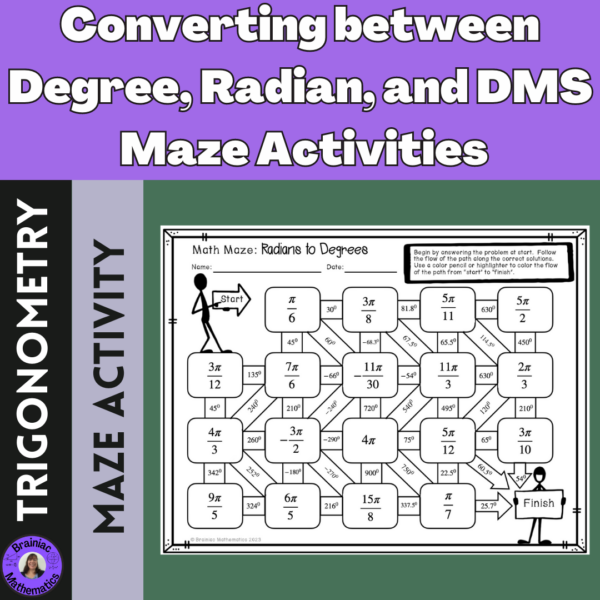 Converting between Radians, Degree, and DMS Maze Activity | Made By ...