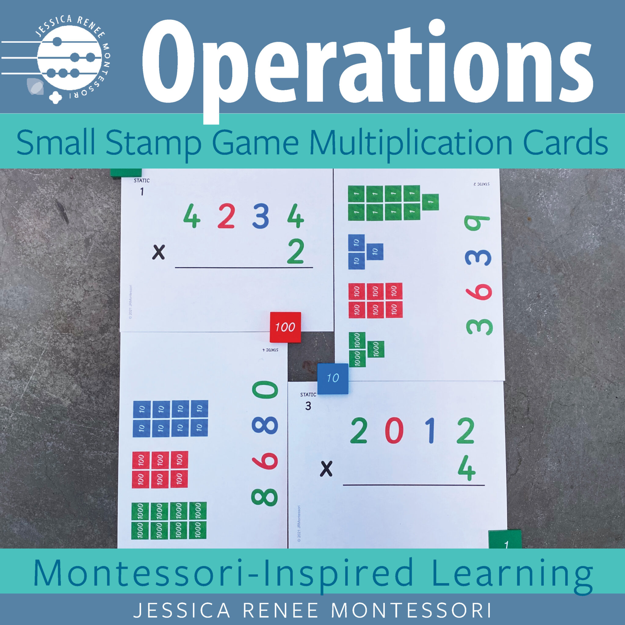 Montessori Stamp Game Operations Cards Bundle (Small Cards) | Made By ...