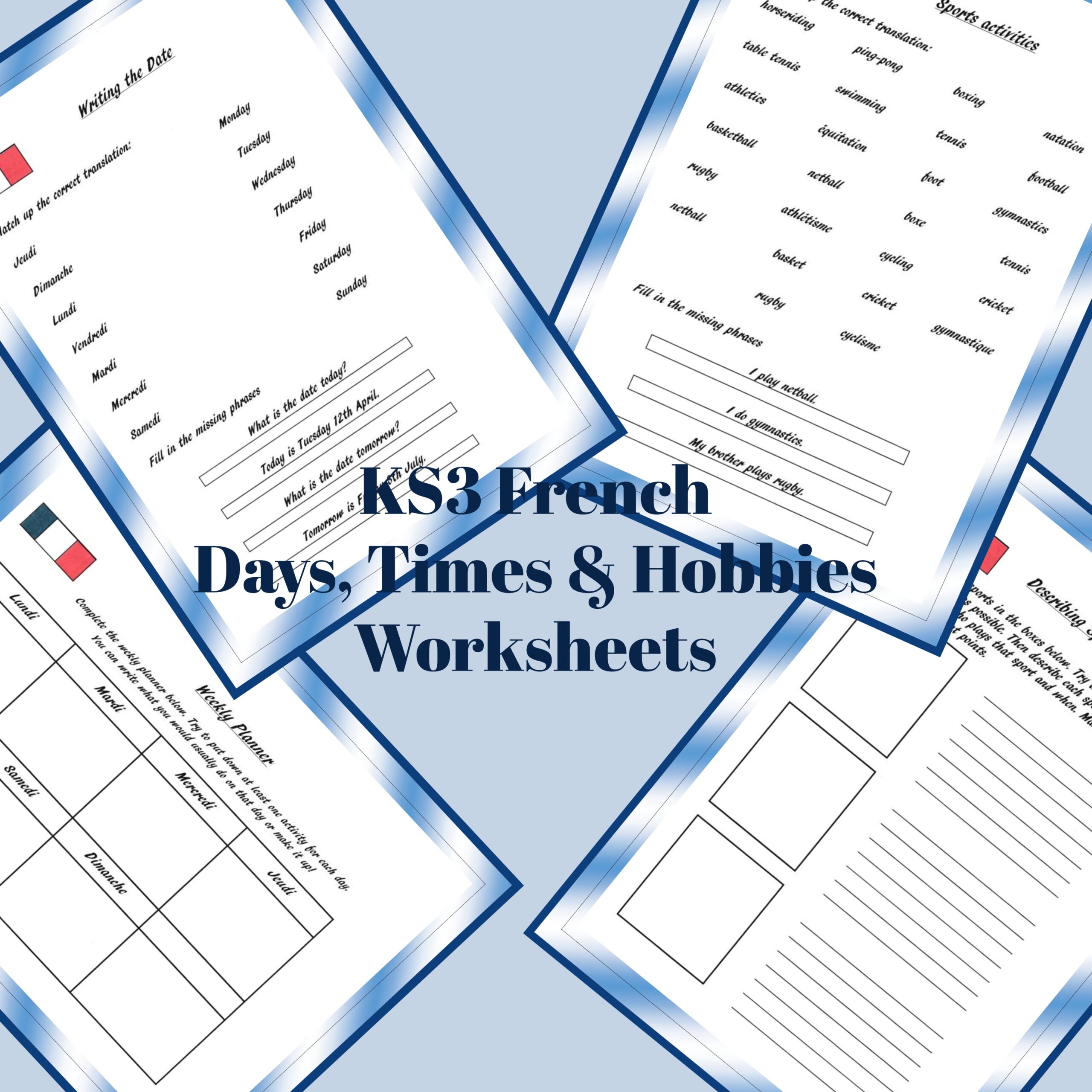 French Describing Days, Time and Hobbies Worksheets | Made By Teachers