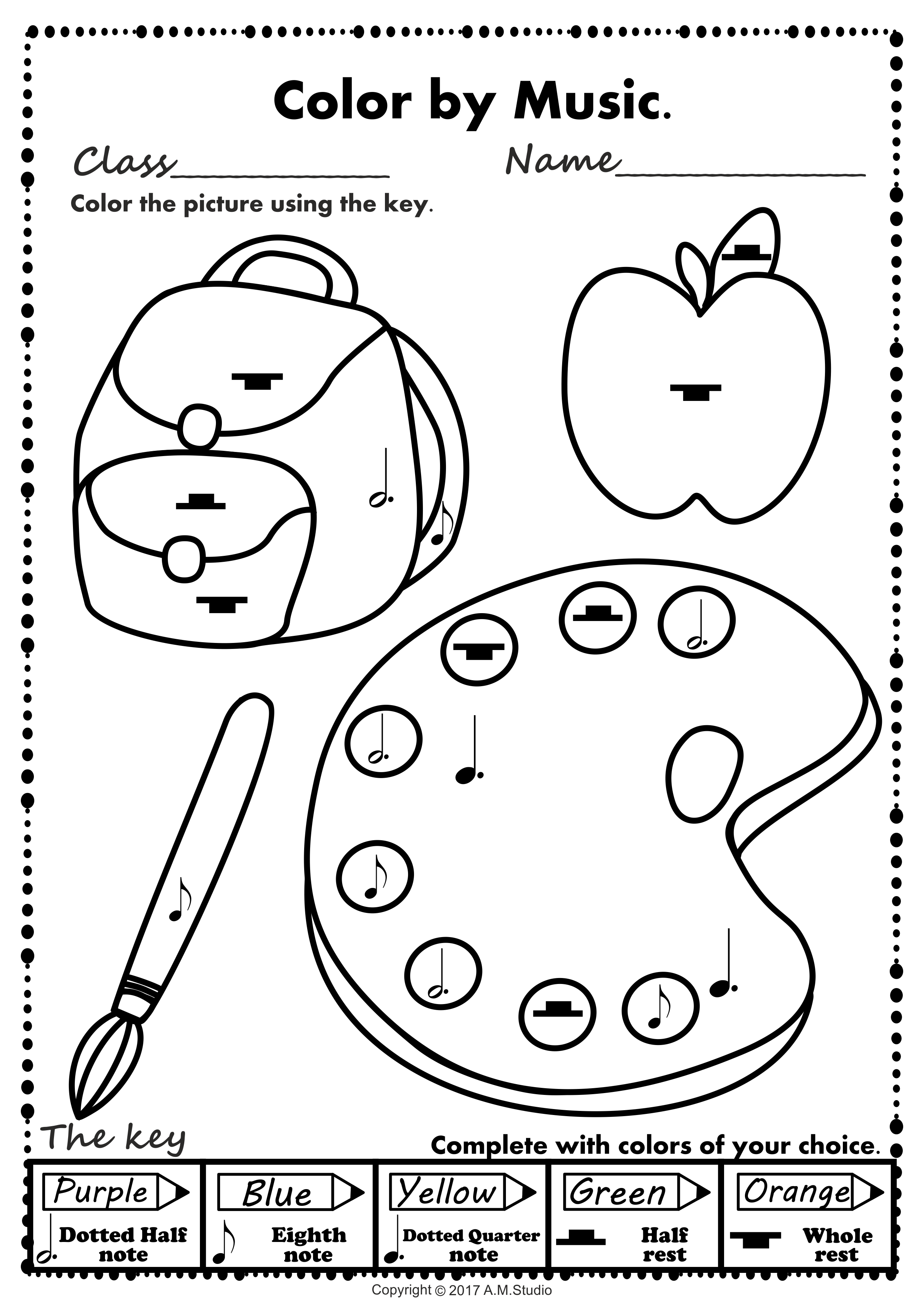 Back to School Music Coloring Activities | Color-by-Note | Made By Teachers