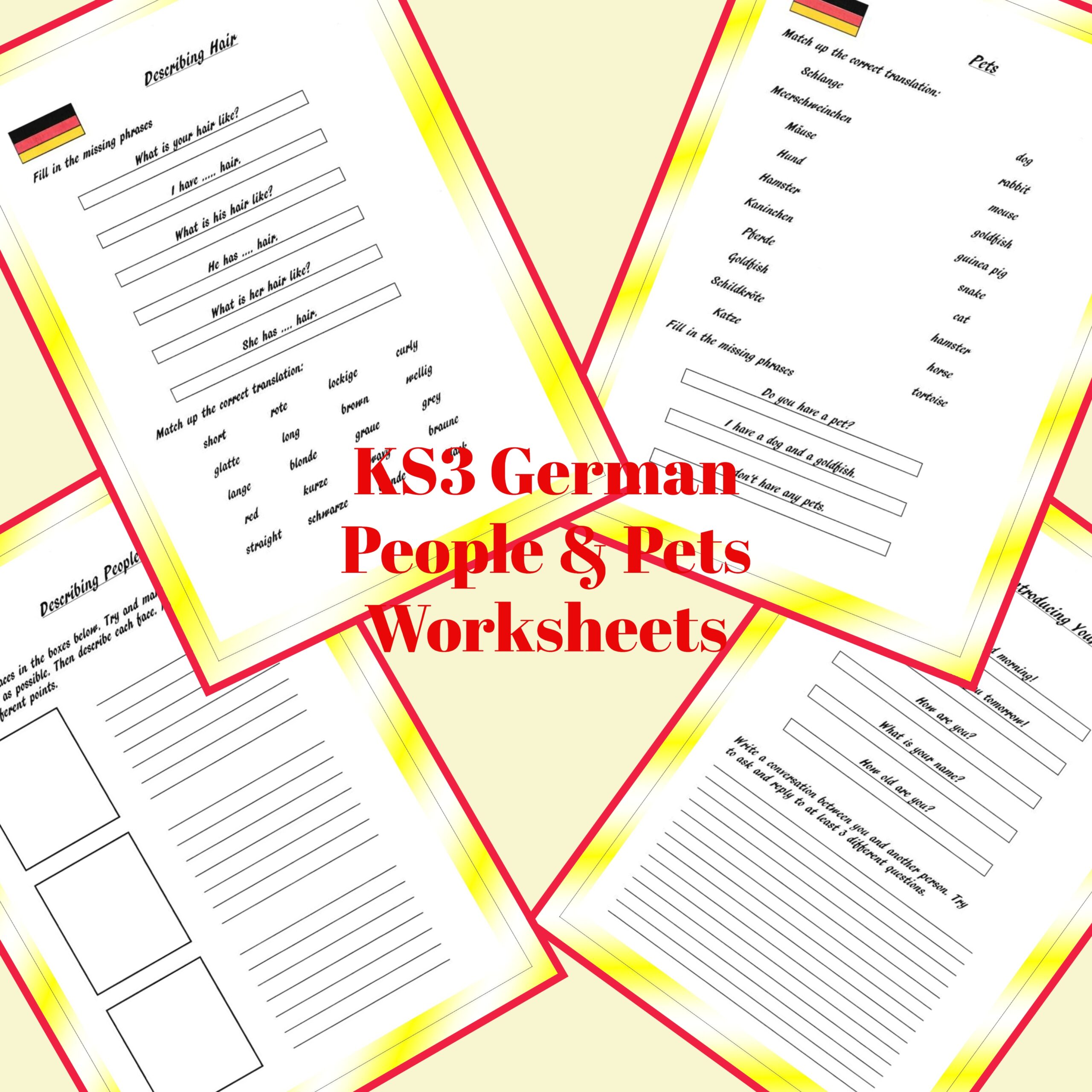 German Describing People and Pets Worksheets | Made By Teachers