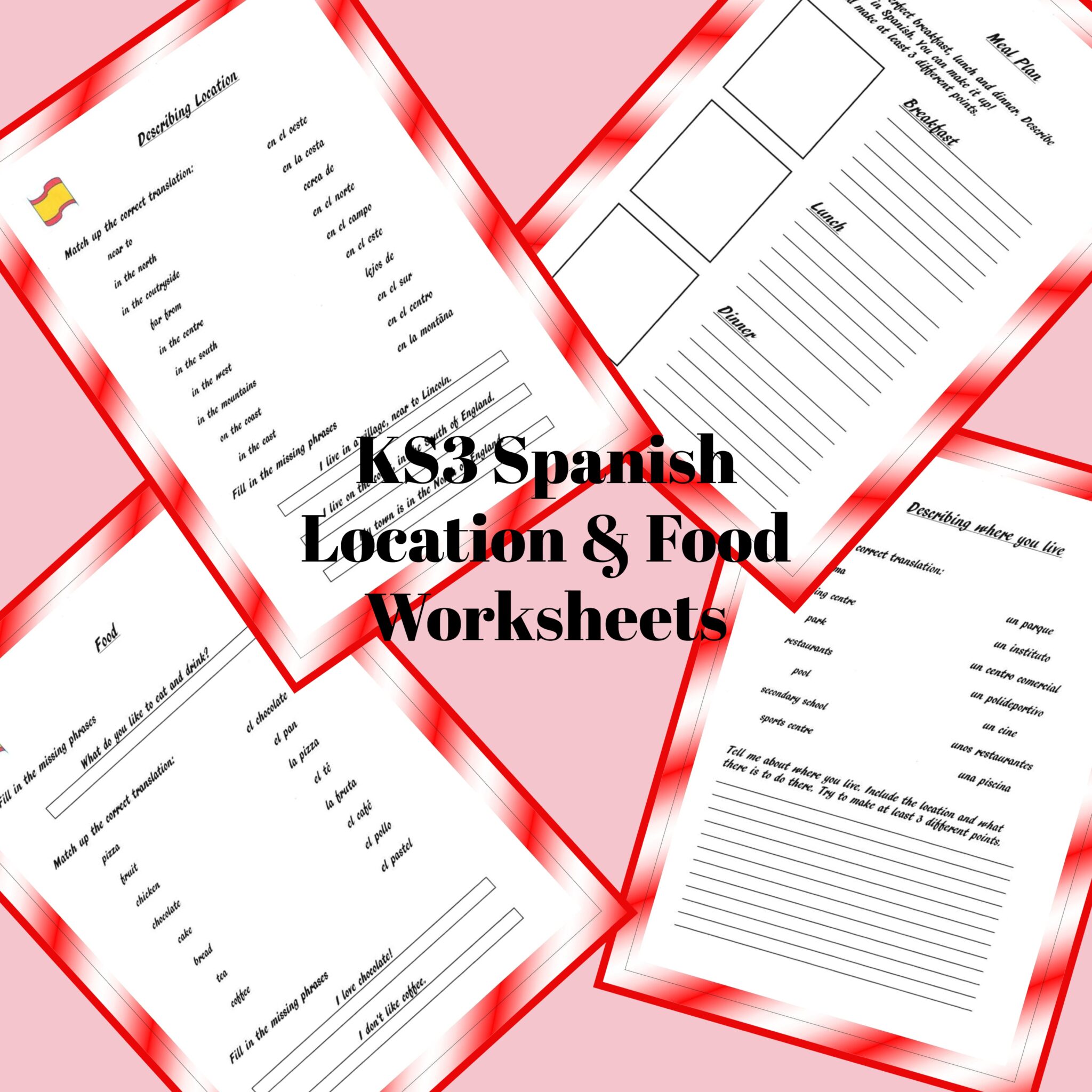 Spanish Describing Location and Food Worksheets | Made By Teachers