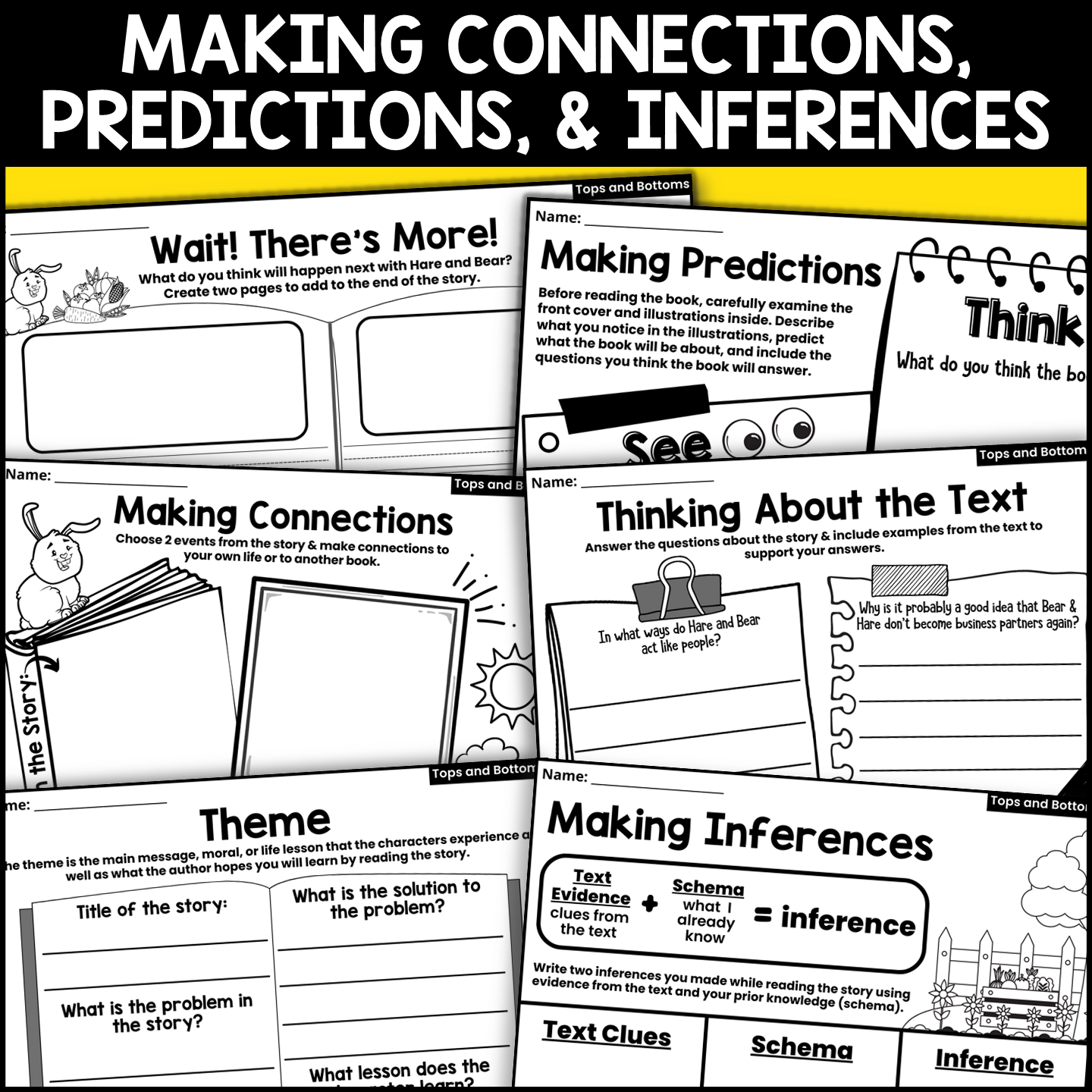 Tops and Bottoms Interactive Read Aloud Book Companion Activities for ...