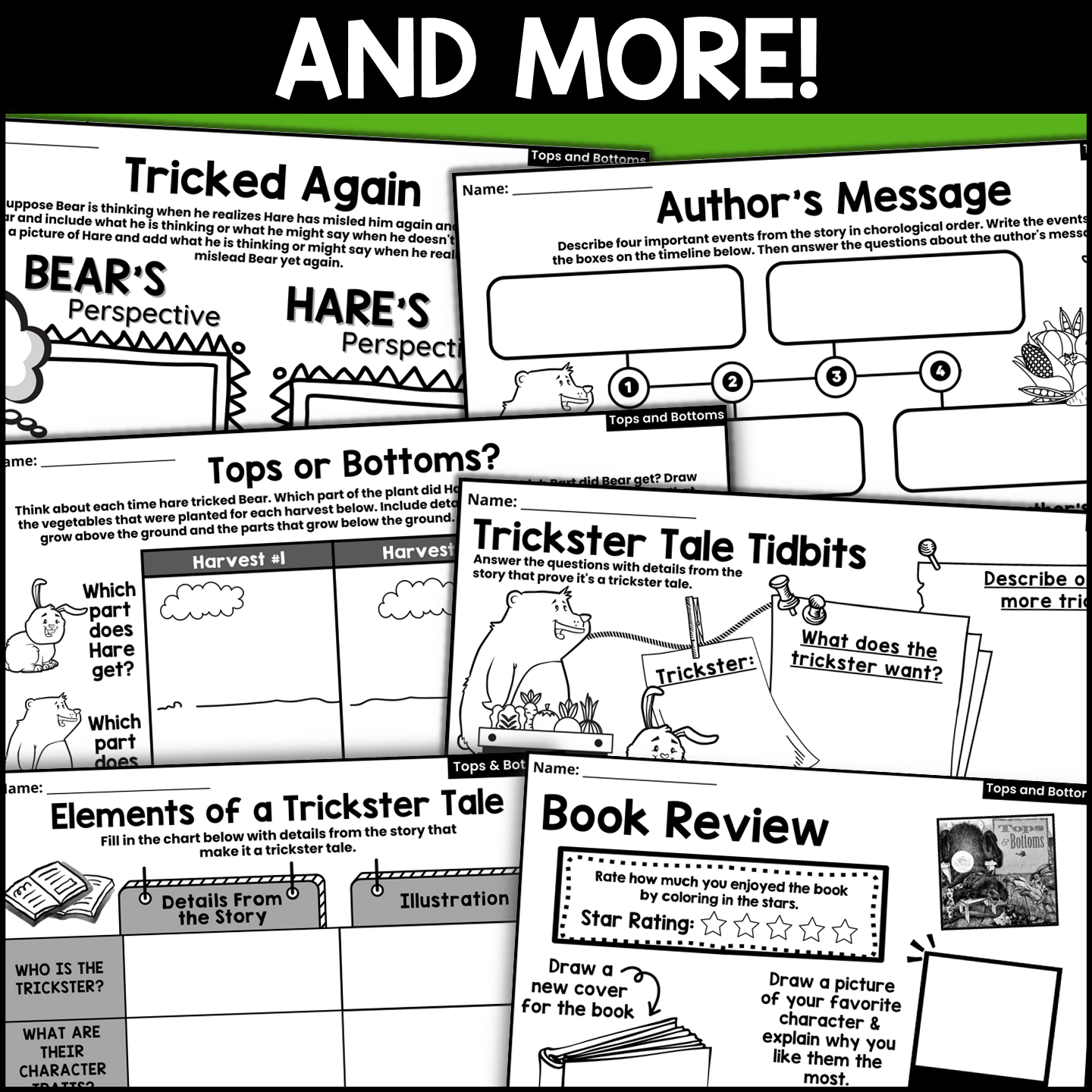 Tops and Bottoms Interactive Read Aloud Book Companion Activities for ...