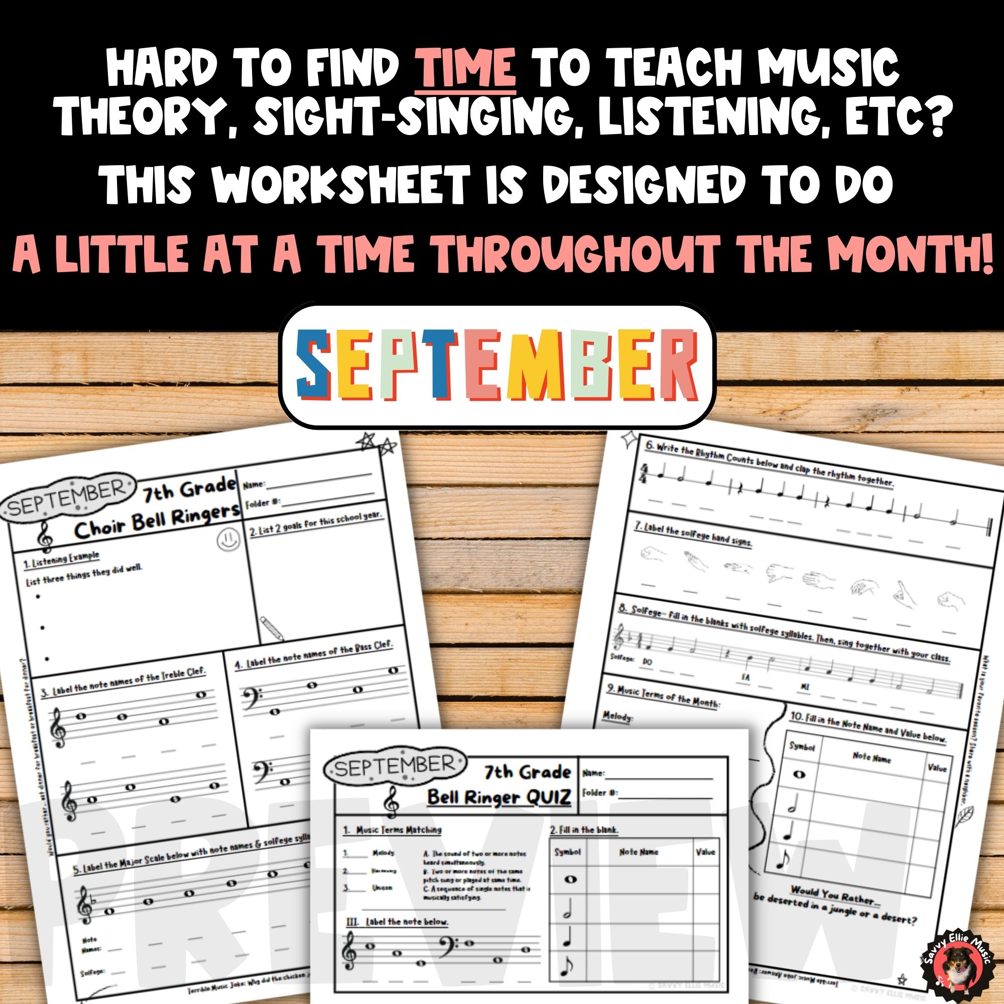 September 7th Grade Choir Curriculum Monthly Worksheet, Quiz & Answer ...