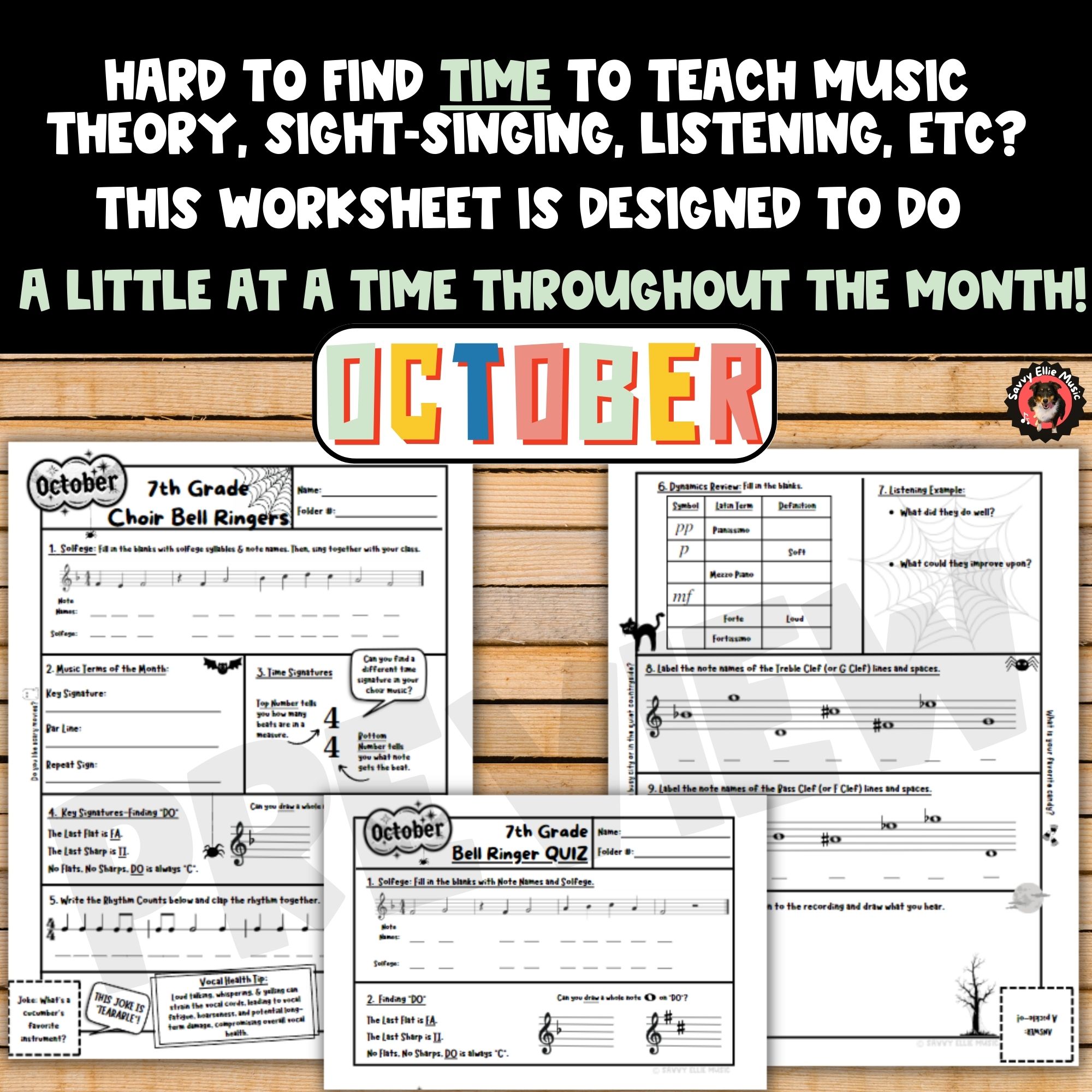 October 7th Grade Choir Curriculum Monthly Worksheet, Quiz & Answer ...