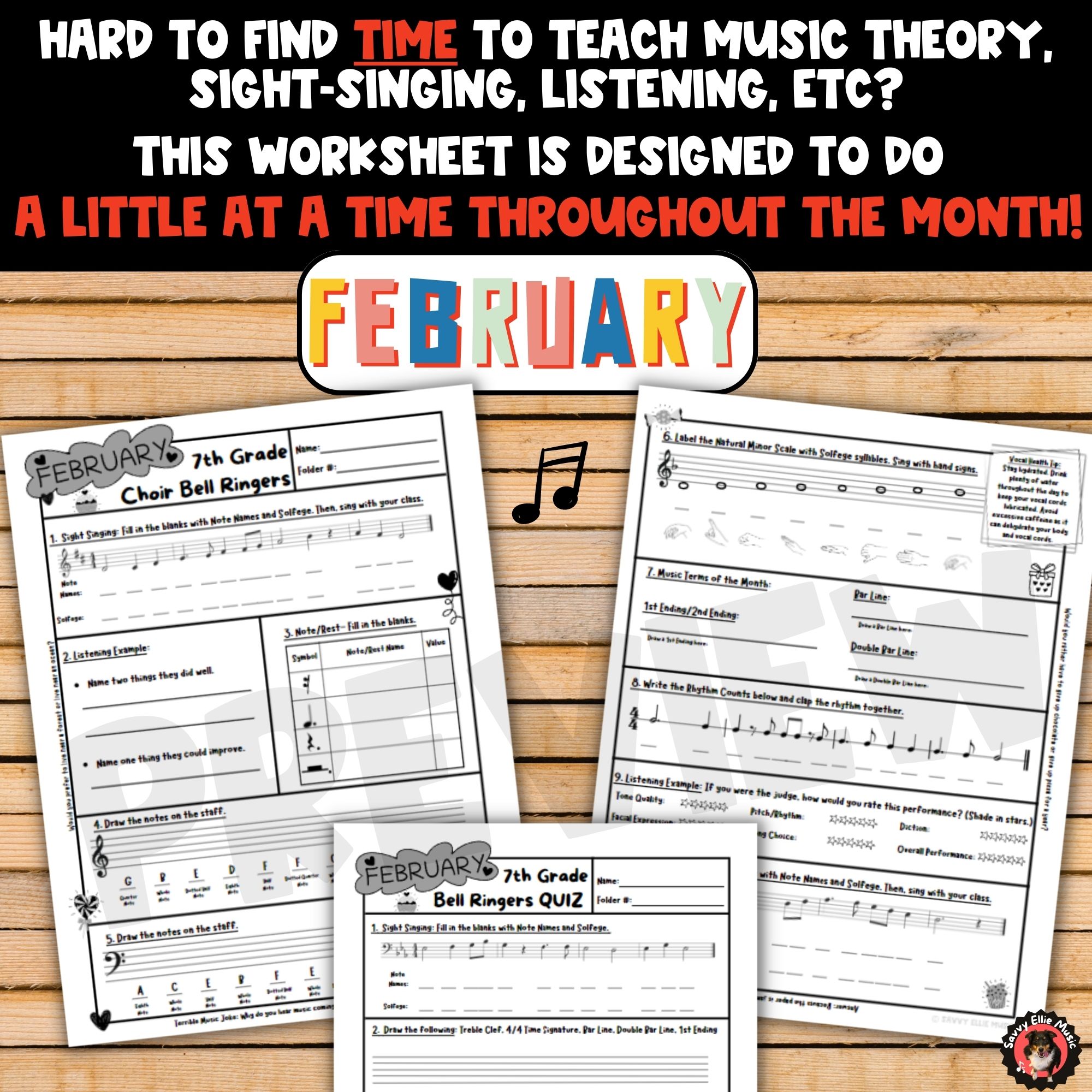 February 7th Grade Choir Curriculum Monthly Worksheet, Quiz & Answer ...