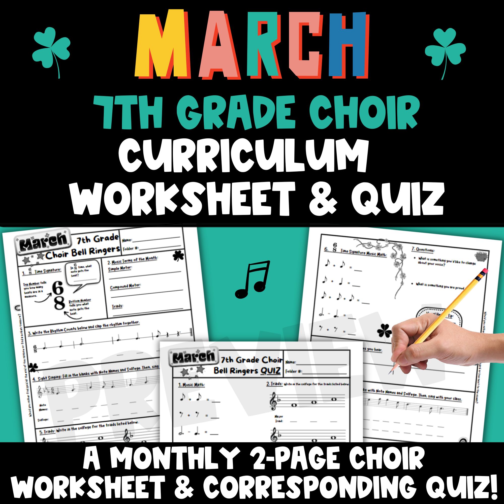 March 7th Grade Choir Curriculum Monthly Worksheet, Quiz & Answer Key ...