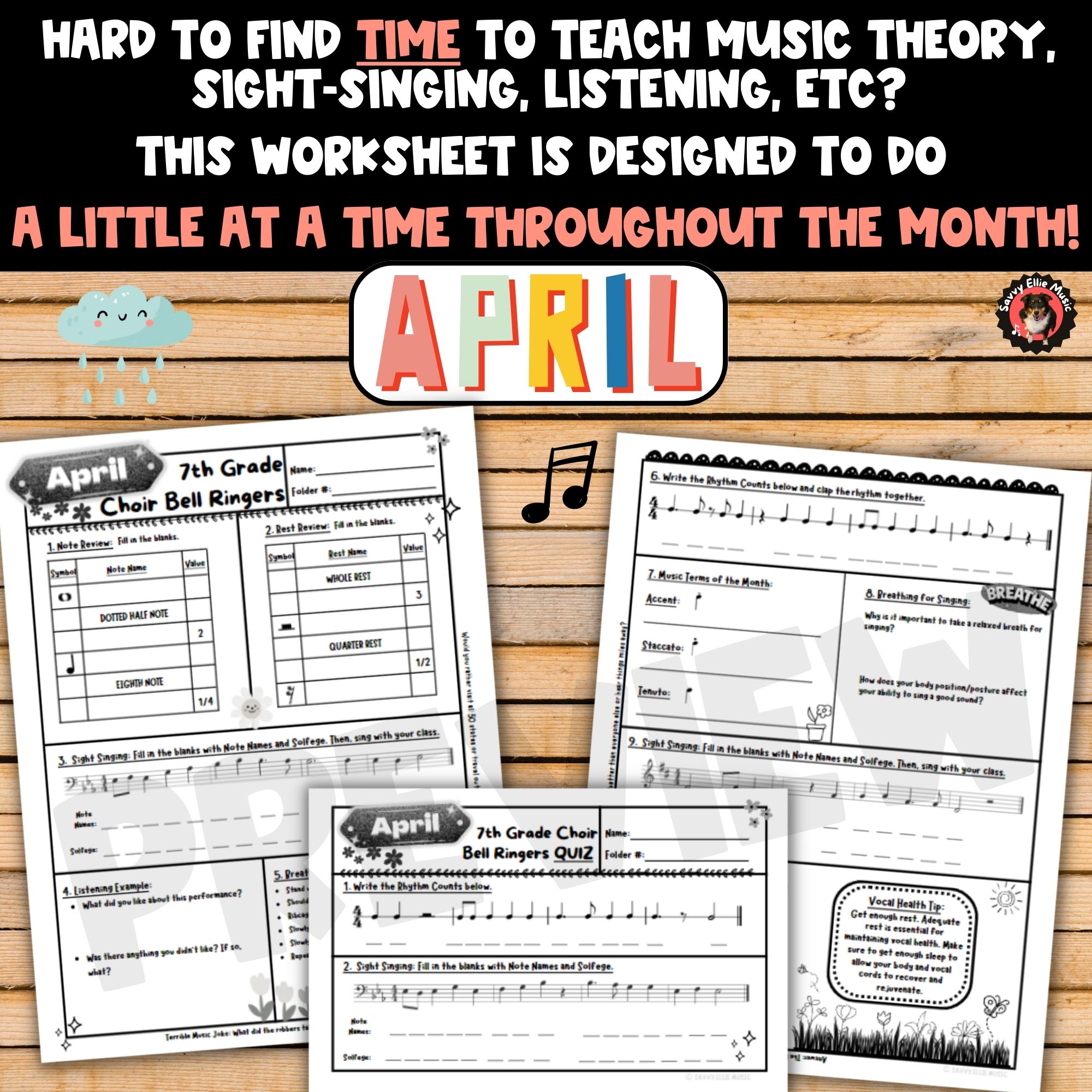 April 7th Grade Choir Curriculum Monthly Worksheet, Quiz & Answer Key ...