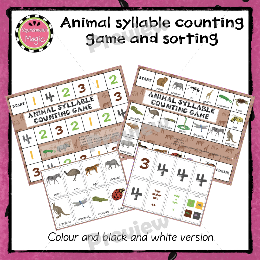 Food syllable counting game and sorting - phonological awareness ...