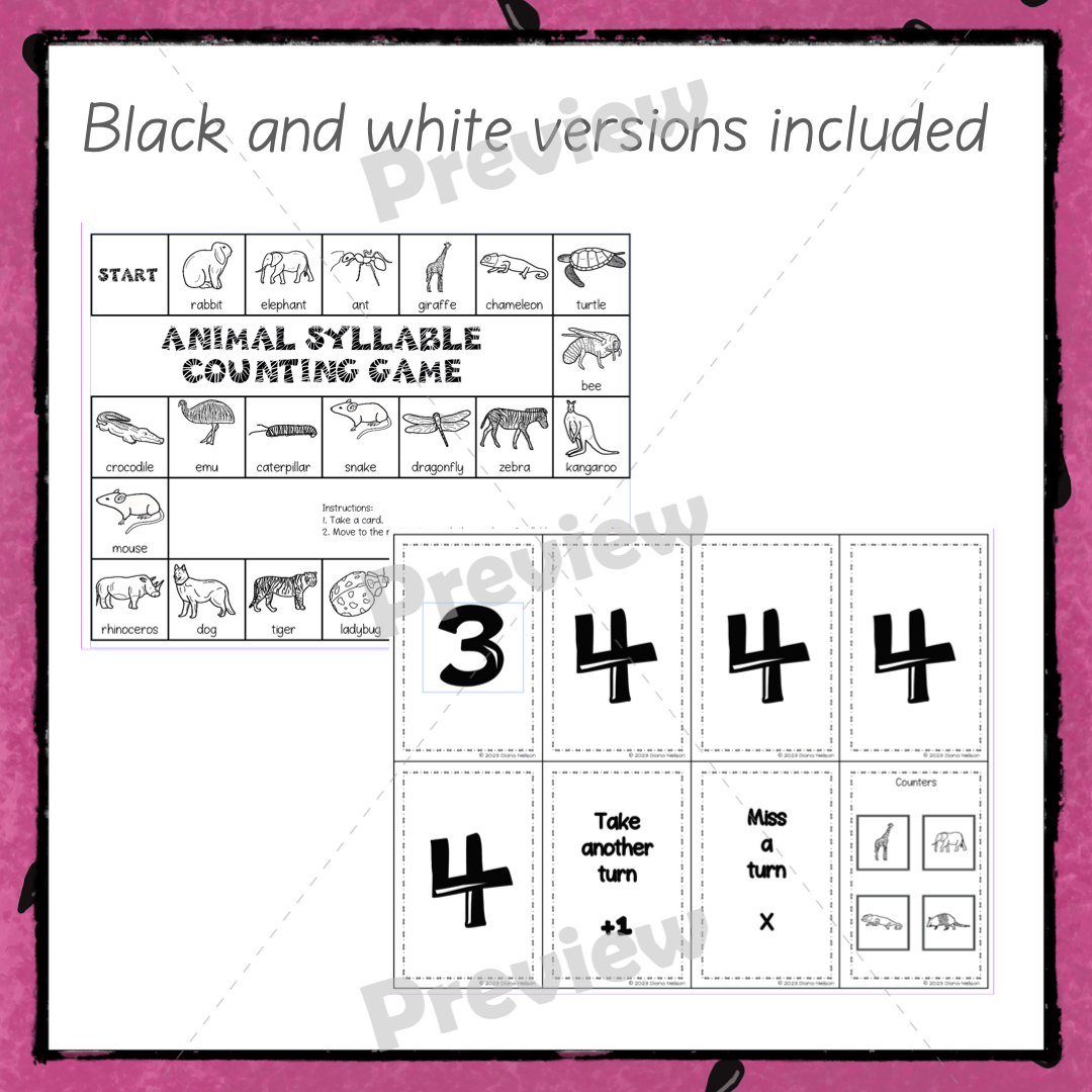 Animal syllable counting game and sorting - phonological awareness ...