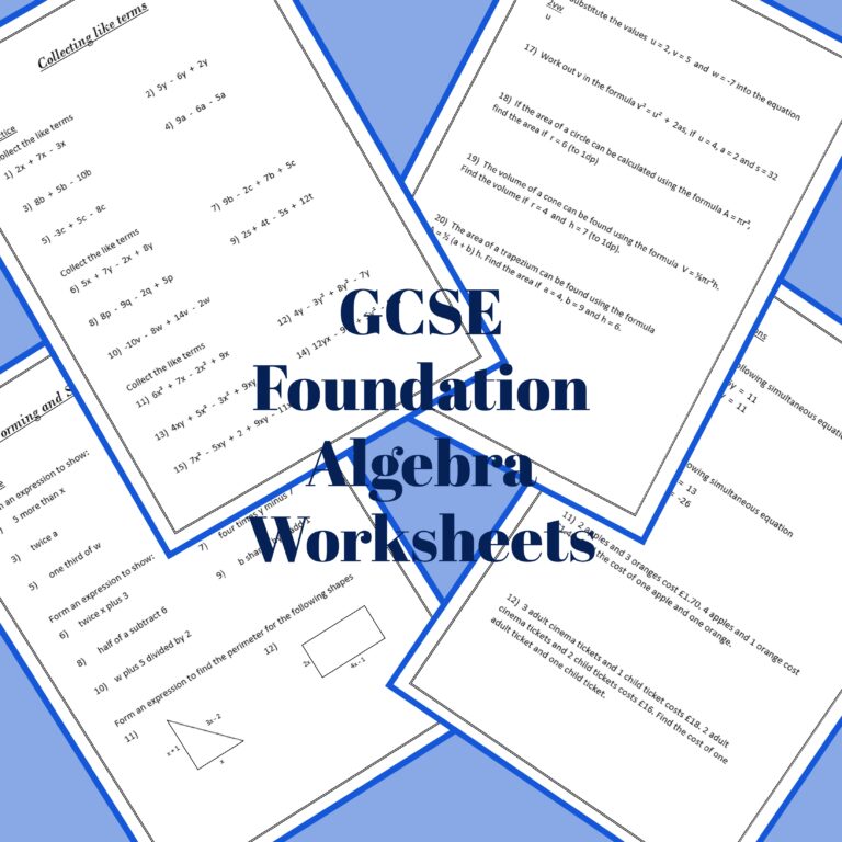 10 GCSE Foundation Algebra Worksheets | Made By Teachers