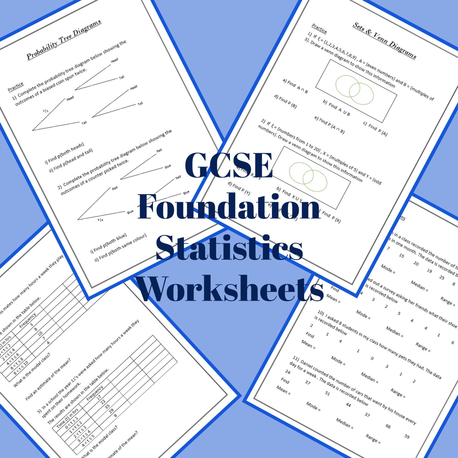10 GCSE Foundation Statistics Worksheets | Made By Teachers