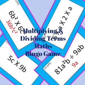 Multiplying & Dividing Terms Algebra Maths Bingo Game Activity - Made ...