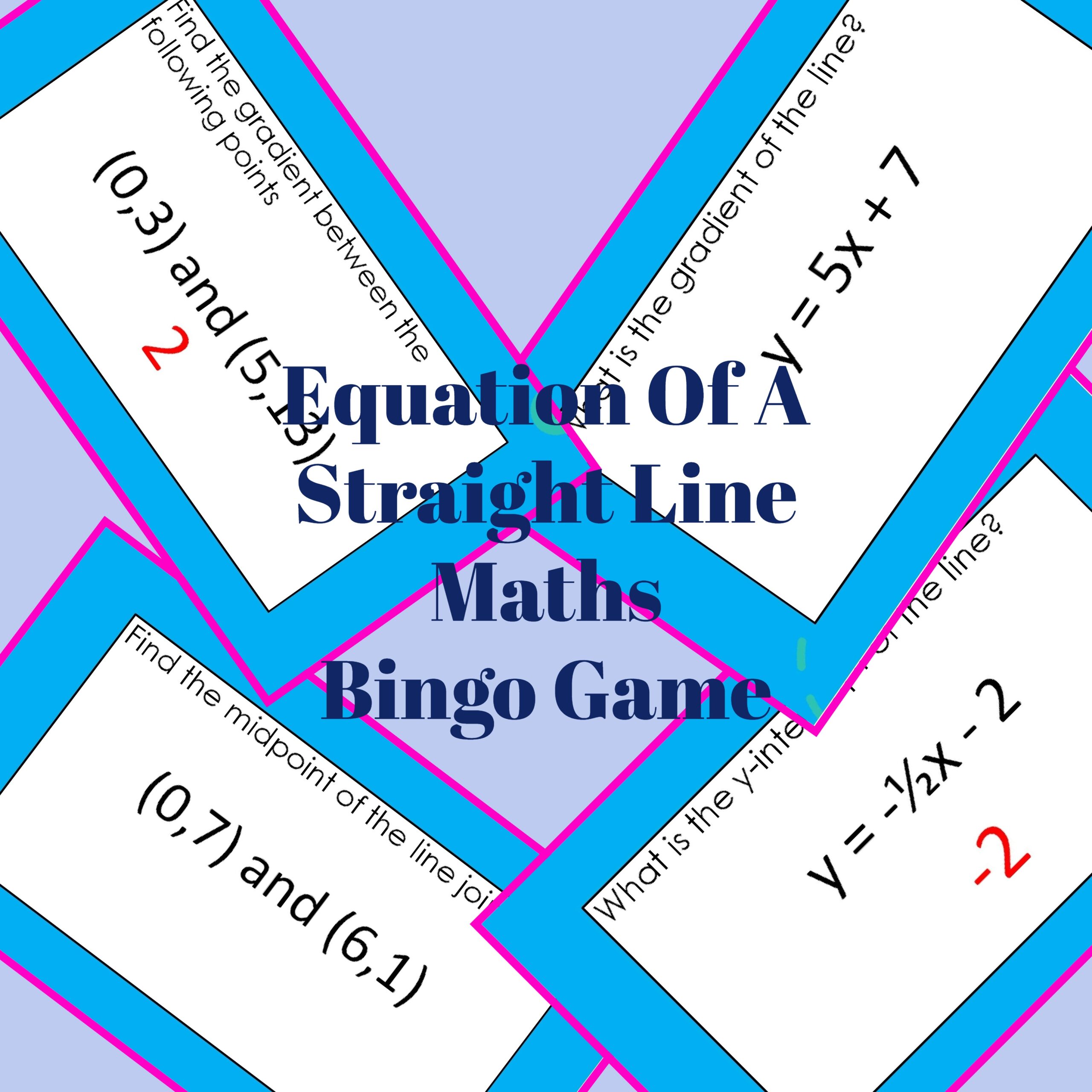 Equation Of A Straight Line Algebra Maths Bingo Game Activity | Made By ...