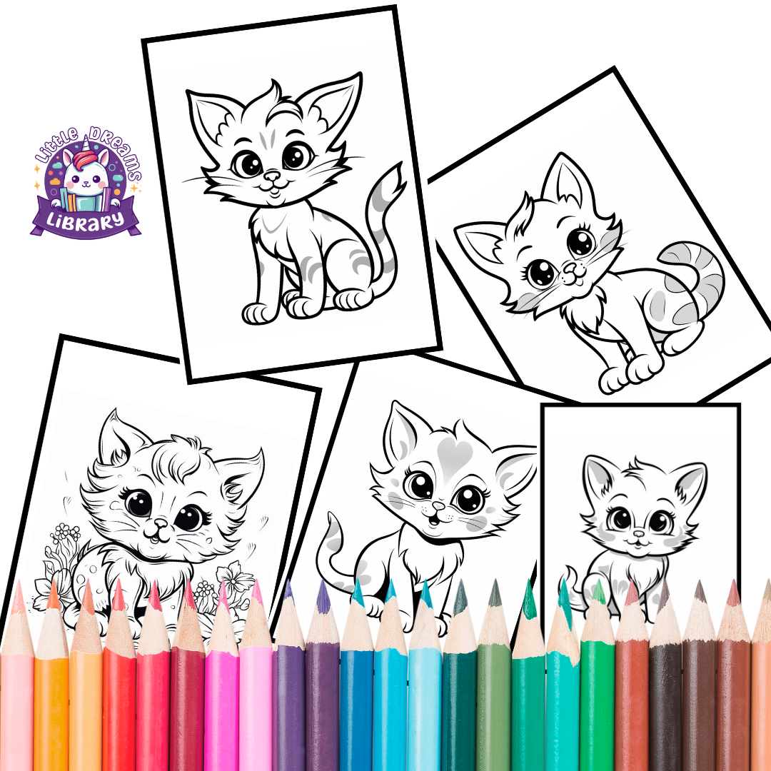 33-Pages Kawaii Cat & Cute Cars Coloring Book for Kids Pre-K to 5th ...
