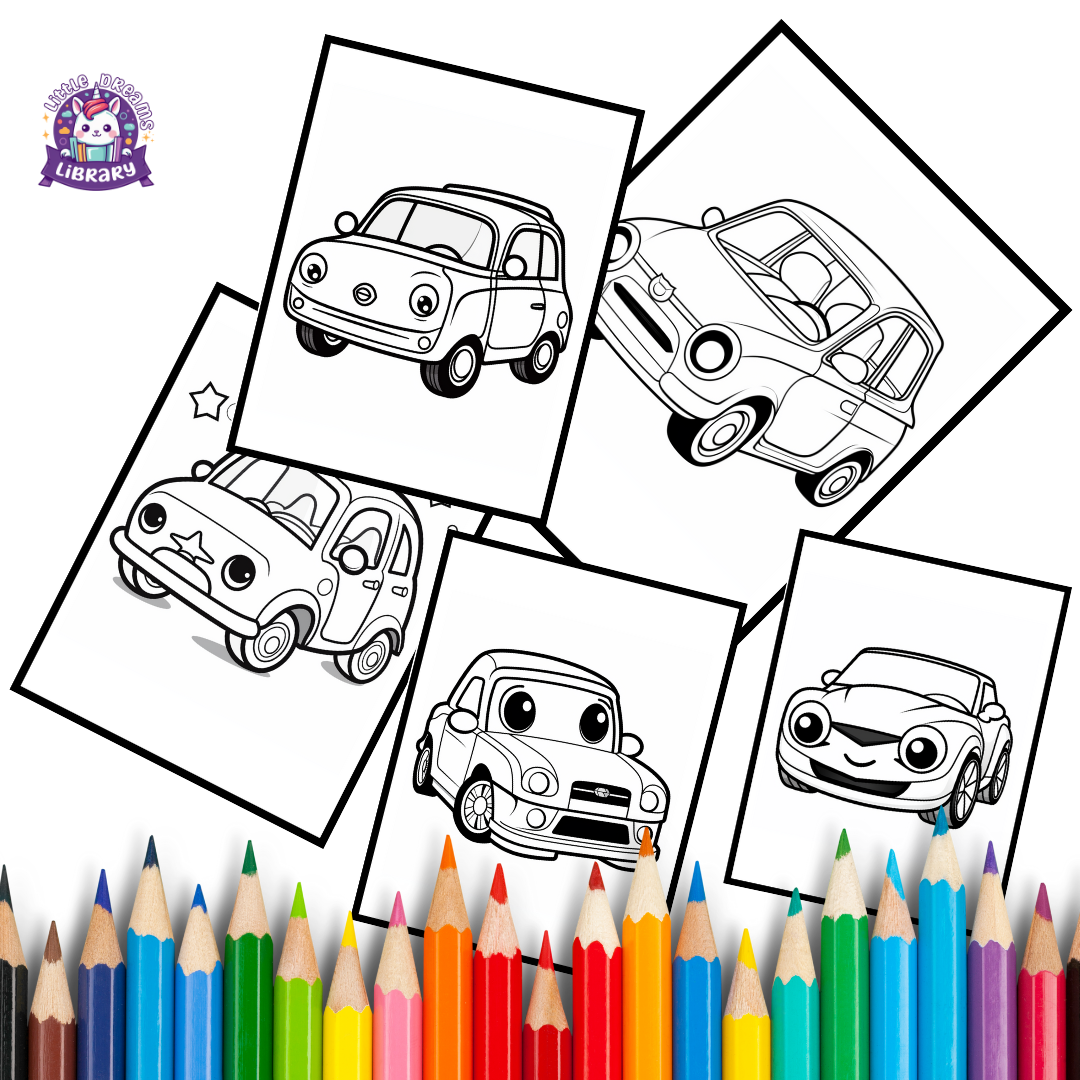 33-Pages Kawaii Cat & Cute Cars Coloring Book for Kids Pre-K to 5th ...