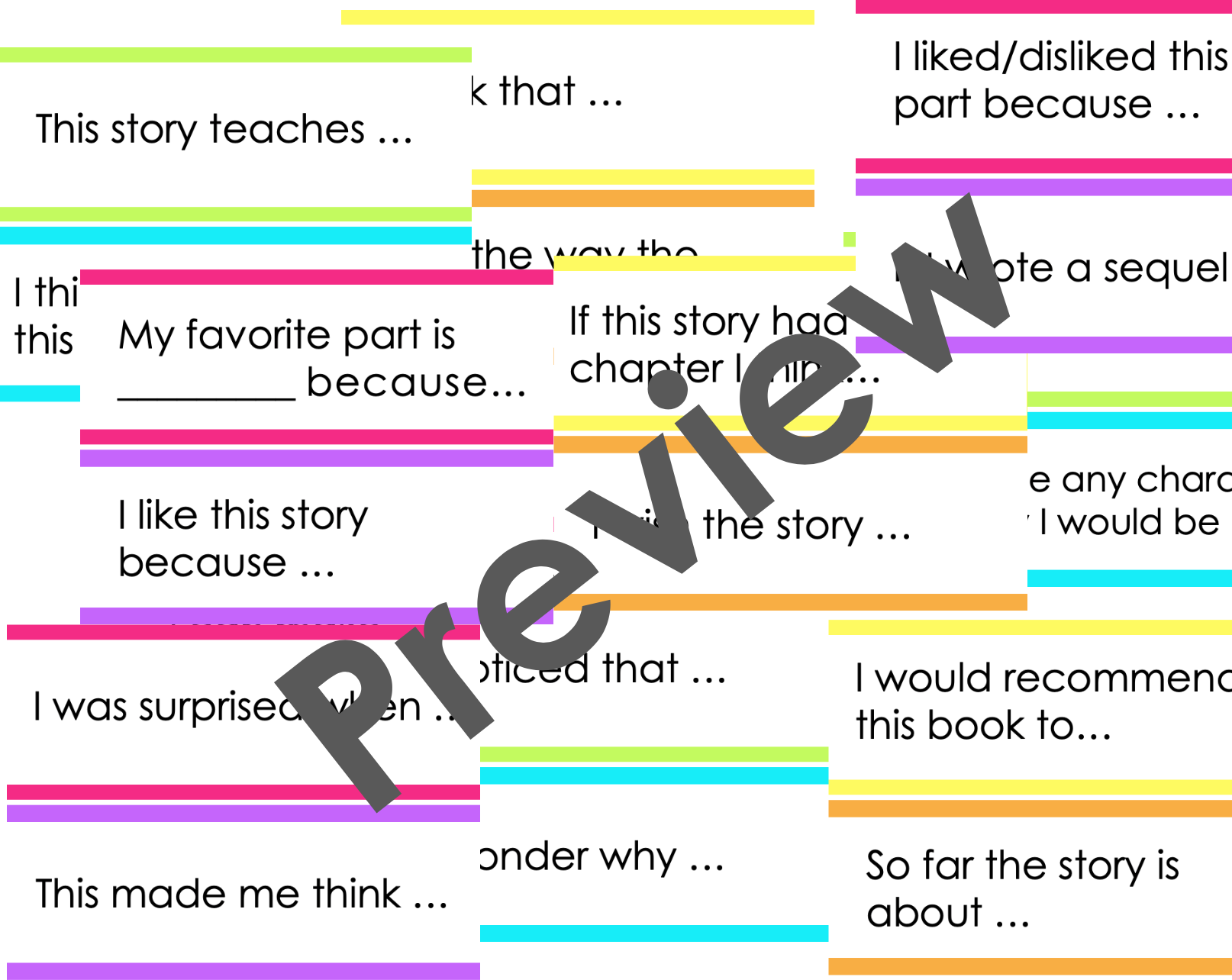 Reader's Response Sentence Starters Set #1 | Made By Teachers
