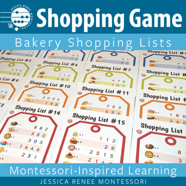 Montessori Math Game Bakery Shopping Lists | Made By Teachers
