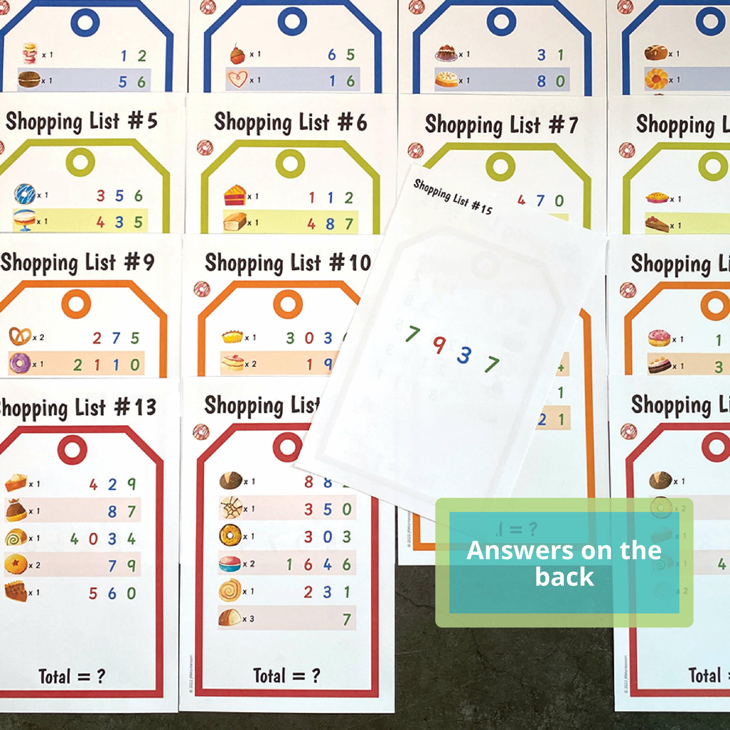 Montessori Math Game Bakery Shopping Lists | Made By Teachers
