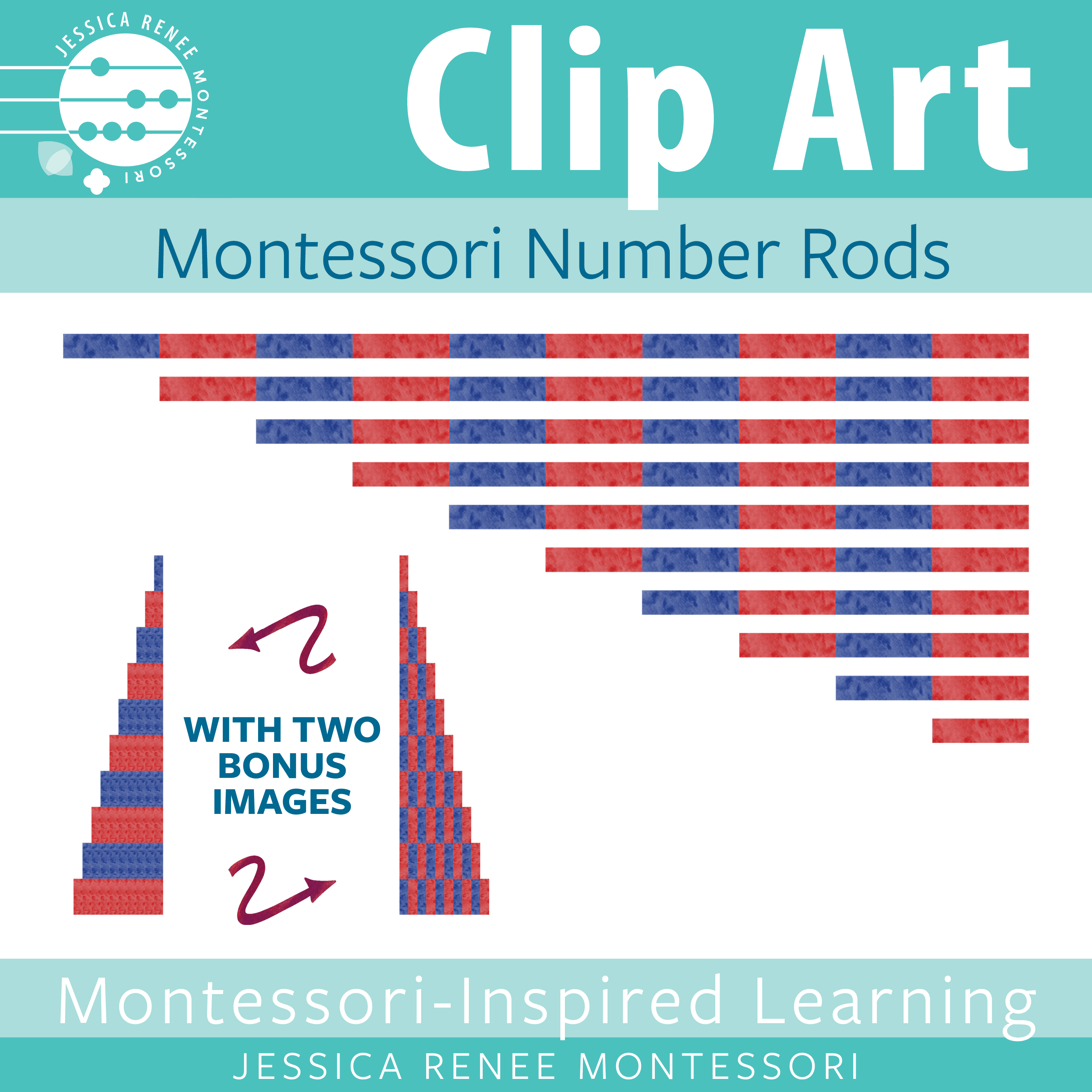 Montessori Math Number Rods Clip Art | Made By Teachers