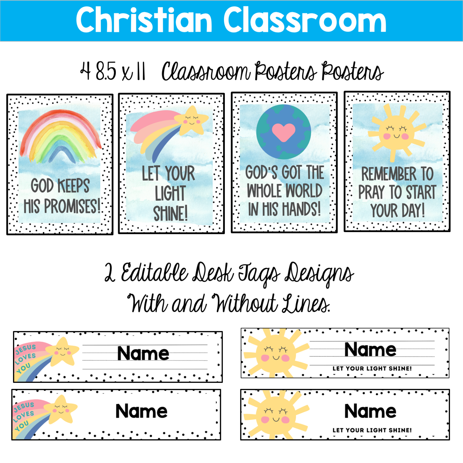 Desk Tags and Classroom Posters- Christian | Made By Teachers