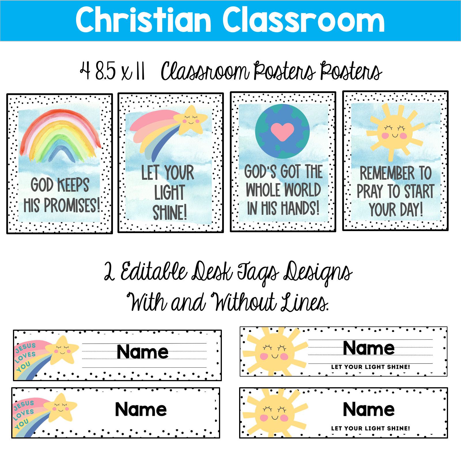 Desk Tags and Classroom Posters- Christian | Made By Teachers