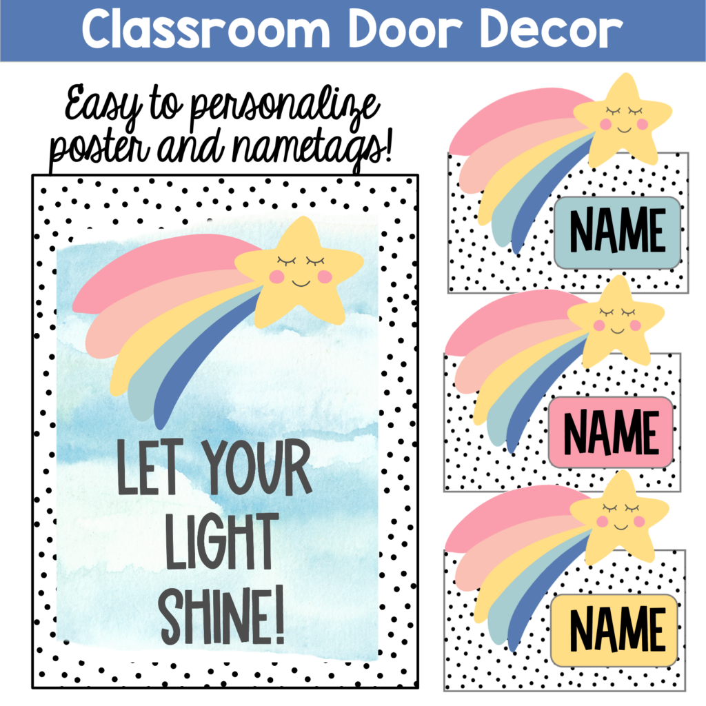 Star Classroom Door Decor with Editable Name Tags: Let Your Light Shine ...
