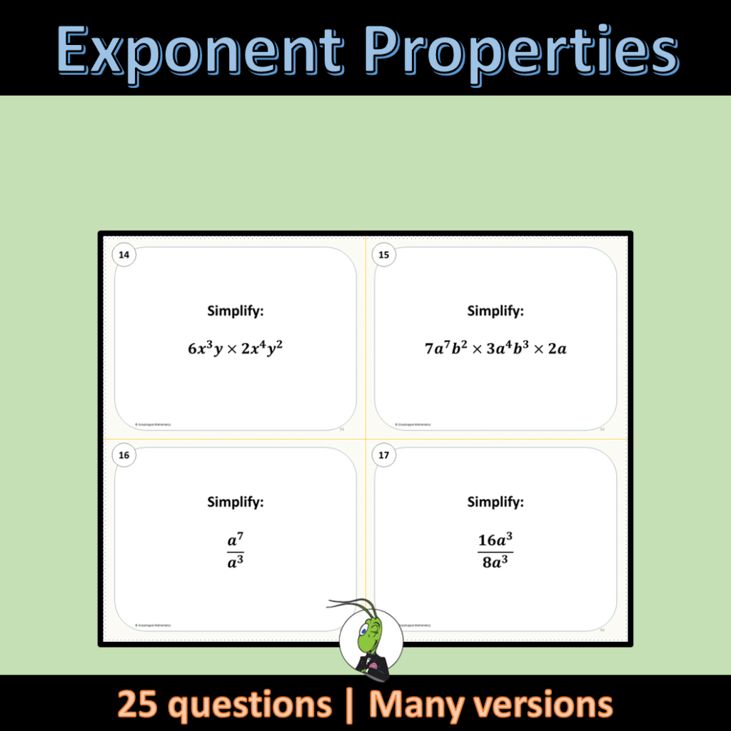 Exponent Rules Algebra 1 Task Cards | Google Forms and Slides | Made By ...