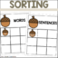 Acorn Letter, Word, and Sentence Sorting Center and Worksheets | Made ...