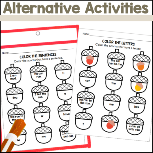 Acorn Letter, Word, and Sentence Sorting Center and Worksheets | Made ...