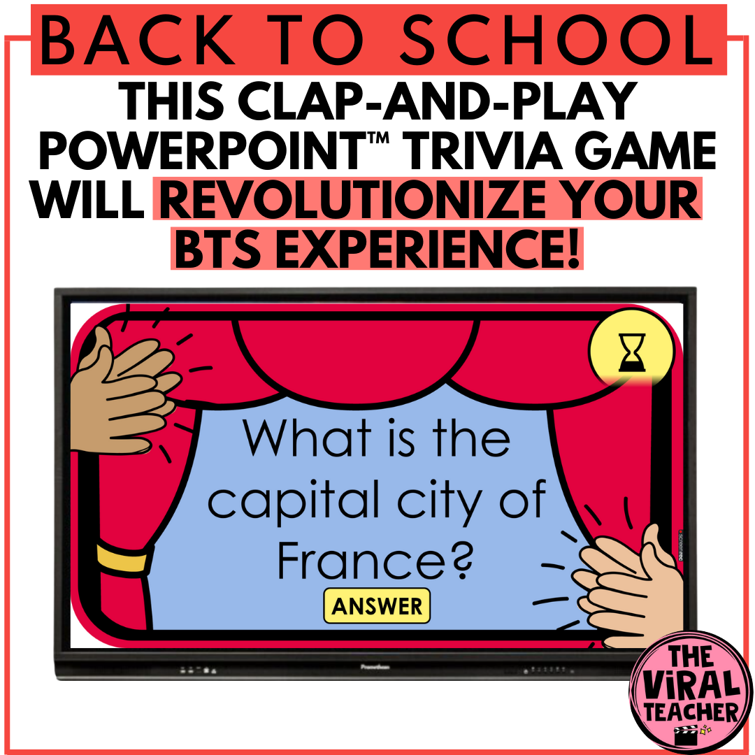 1st Grade First Day of School Activity Back to School PowerPoint Trivia ...