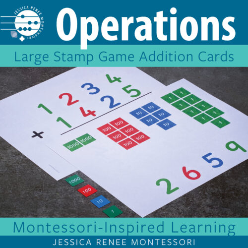 Montessori Math 4-Digit Stamp Game Addition with Large Cards - Made By ...
