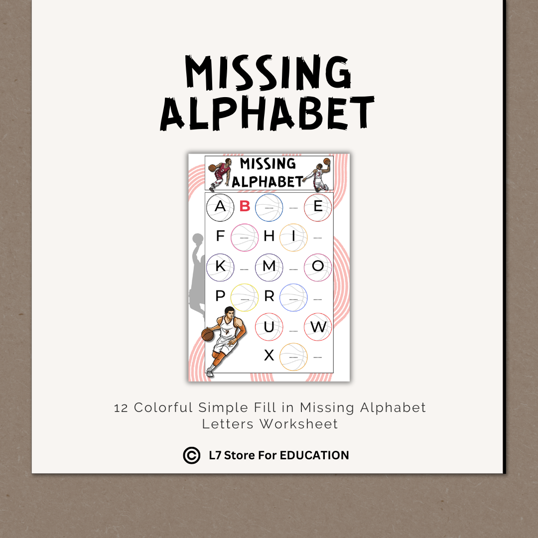 Colorful Simple Fill in Missing Alphabet Letters Worksheet | Made By Teachers