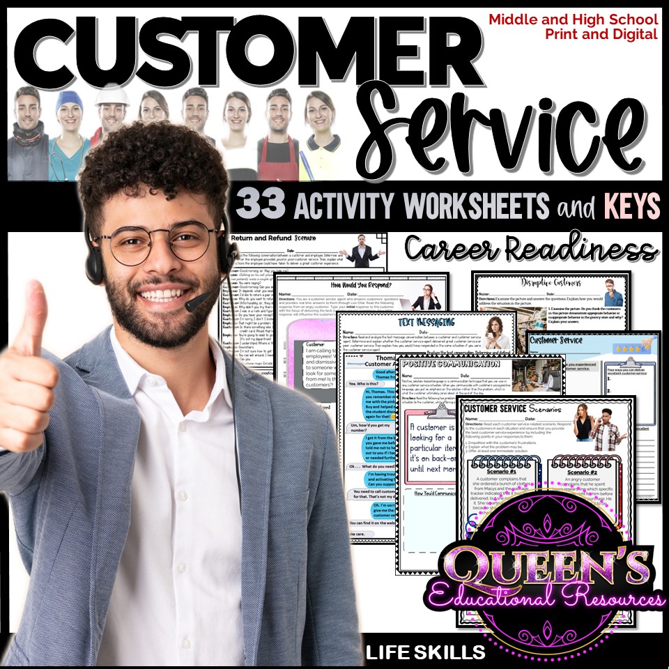 Customer Service Activity Worksheets | Career Readiness Activities ...