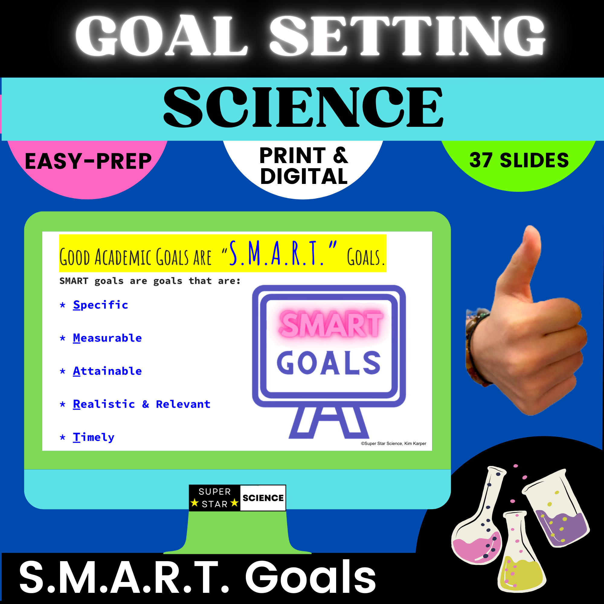 Goal Setting Activity for Science & STEM EZ Slides and Goal Worksheet ...