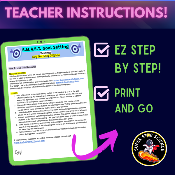 Goal Setting Activity for Science & STEM EZ Slides and Goal Worksheet ...