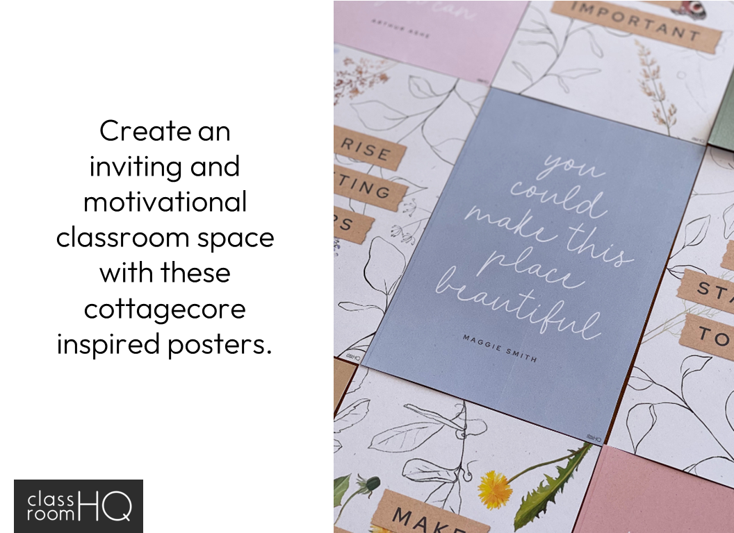 COTTAGECORE Inspirational Classroom Posters | Made By Teachers